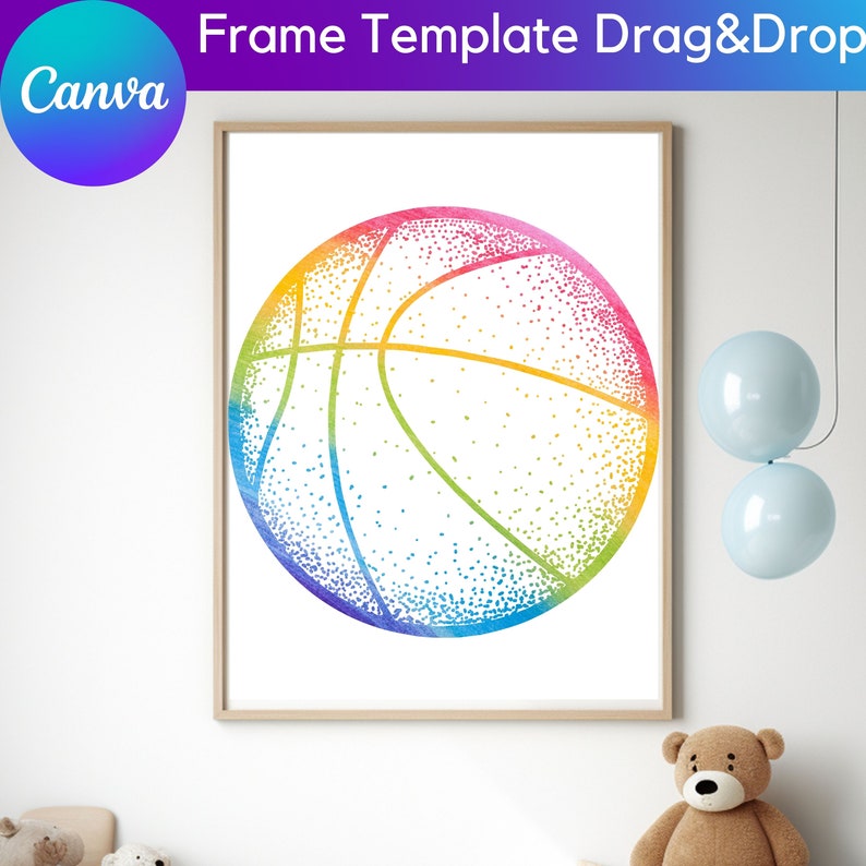 Basketball Canva Frame Template Bundle: Drag & Drop Design (digital ...