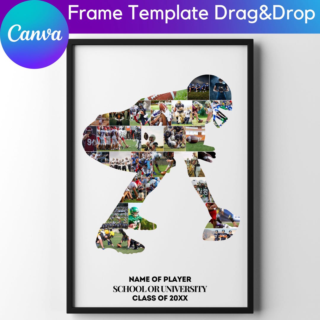 American Football Photo Collage Canva Frame,customizable Canva Design ...