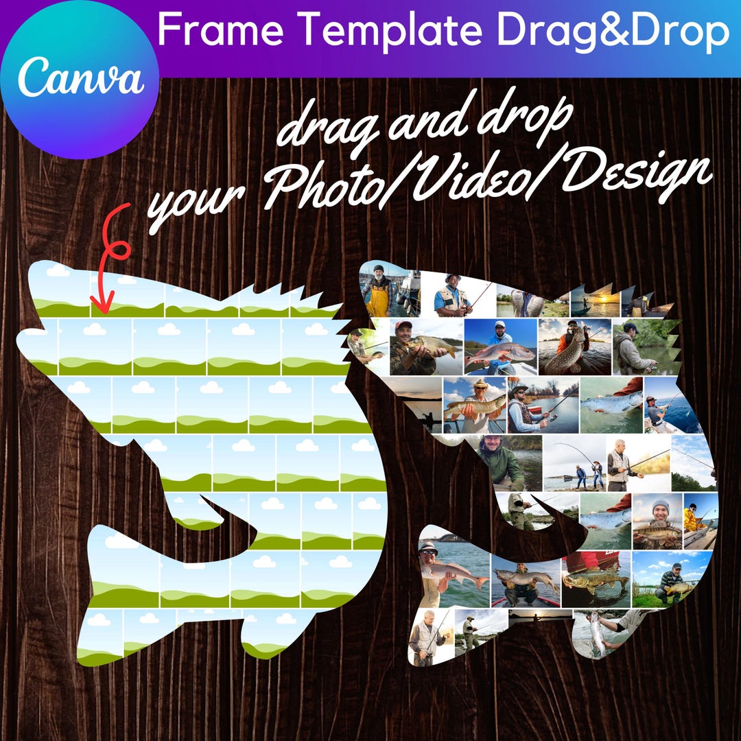 Fish Photo Collage Canva Frame: Ocean-themed Template (digital Download ...