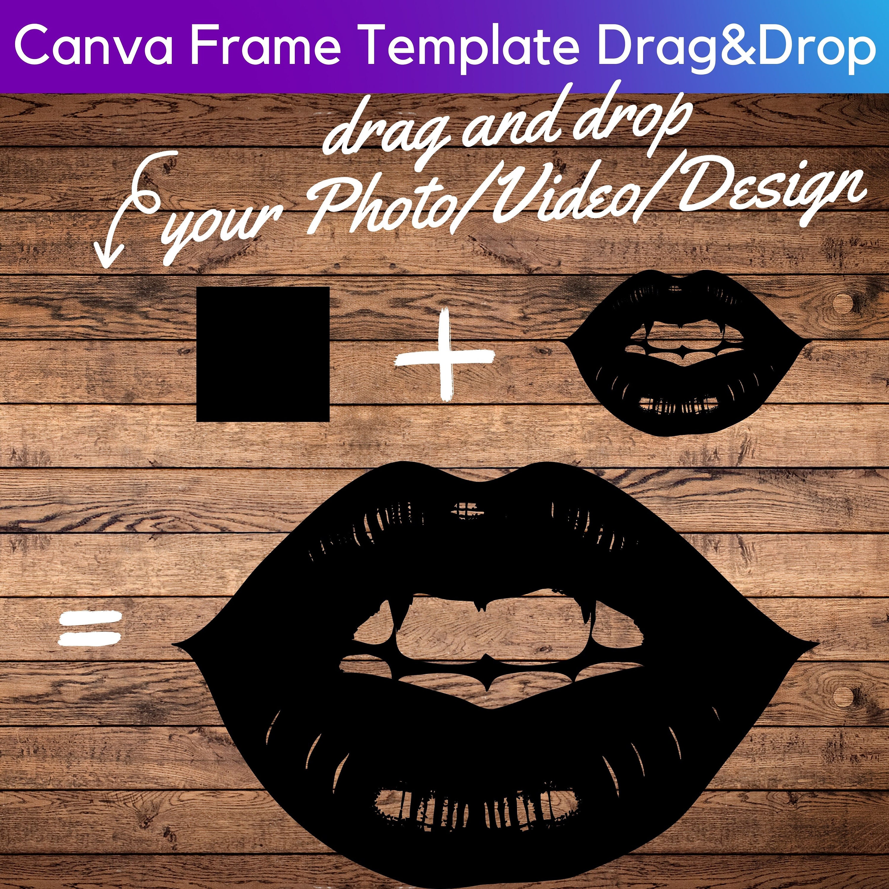 Sexy Dripping Lips Canva Frame Template Bundle,fill Your Own Dripping ...