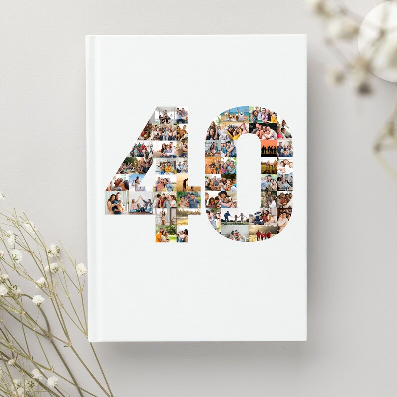 40th Birthday Number Photo Collage: Canva Frame Template (digital ...