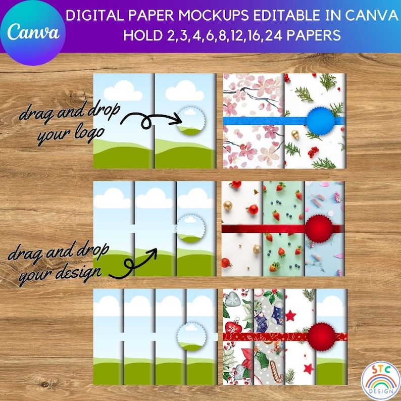 Digital Paper Mockup Canva Template Bundle,editable Canva Template,drag ...