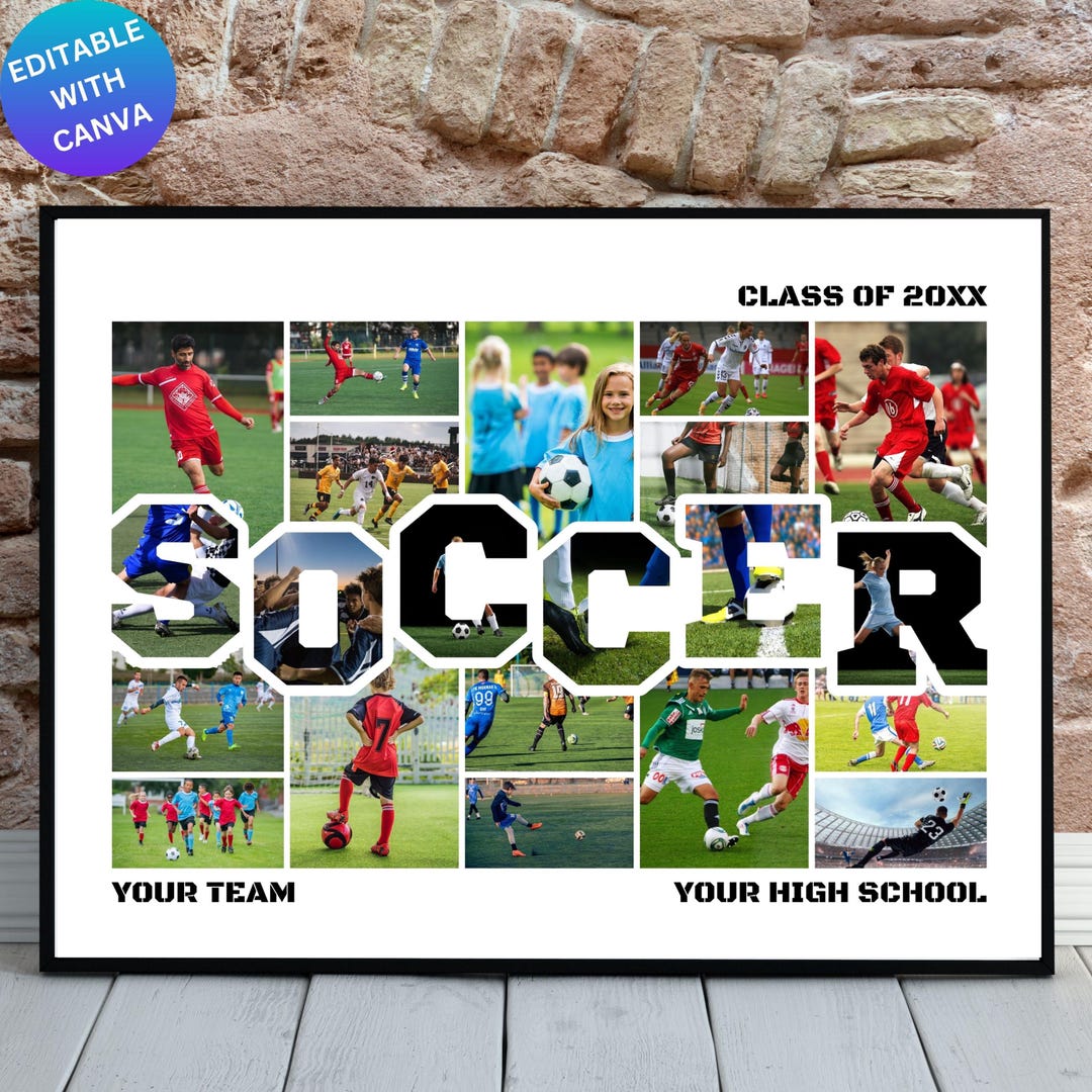 Soccer Photo Collage Template: Customizable Senior Night Keepsake ...