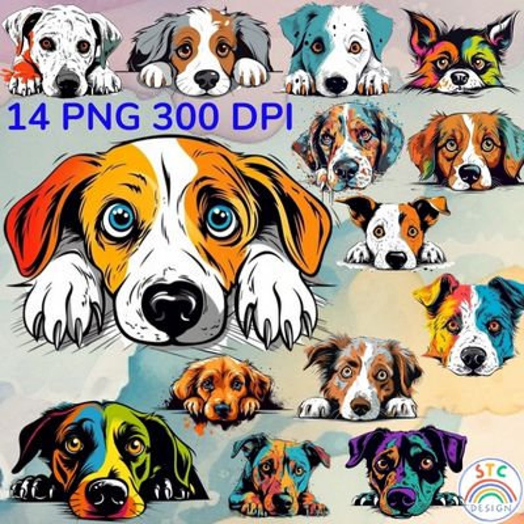14 Cute Peeking Dogs Clipart Bundle Png,pet Clipart,cute Dogs Png ...