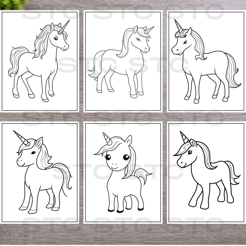 Cute Unicorn Coloring Pages for Kids,set of 24,toddlers & Pre-school ...