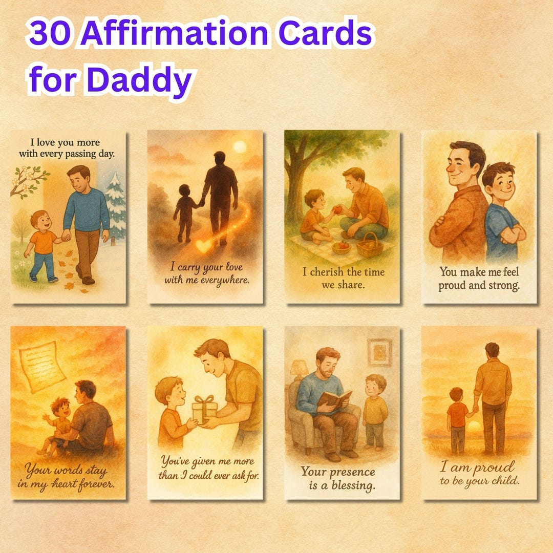 Watercolor Affirmation Cards for Dad: Positive Quotes (digital Download ...