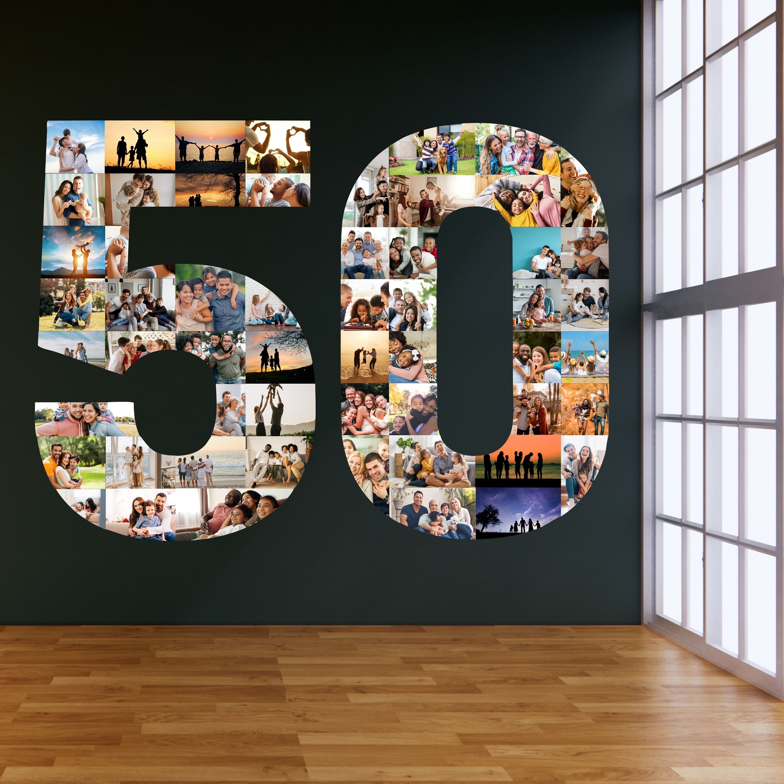 50 Fifty Number Collage Canva Frame Template,editable Canva for a ...