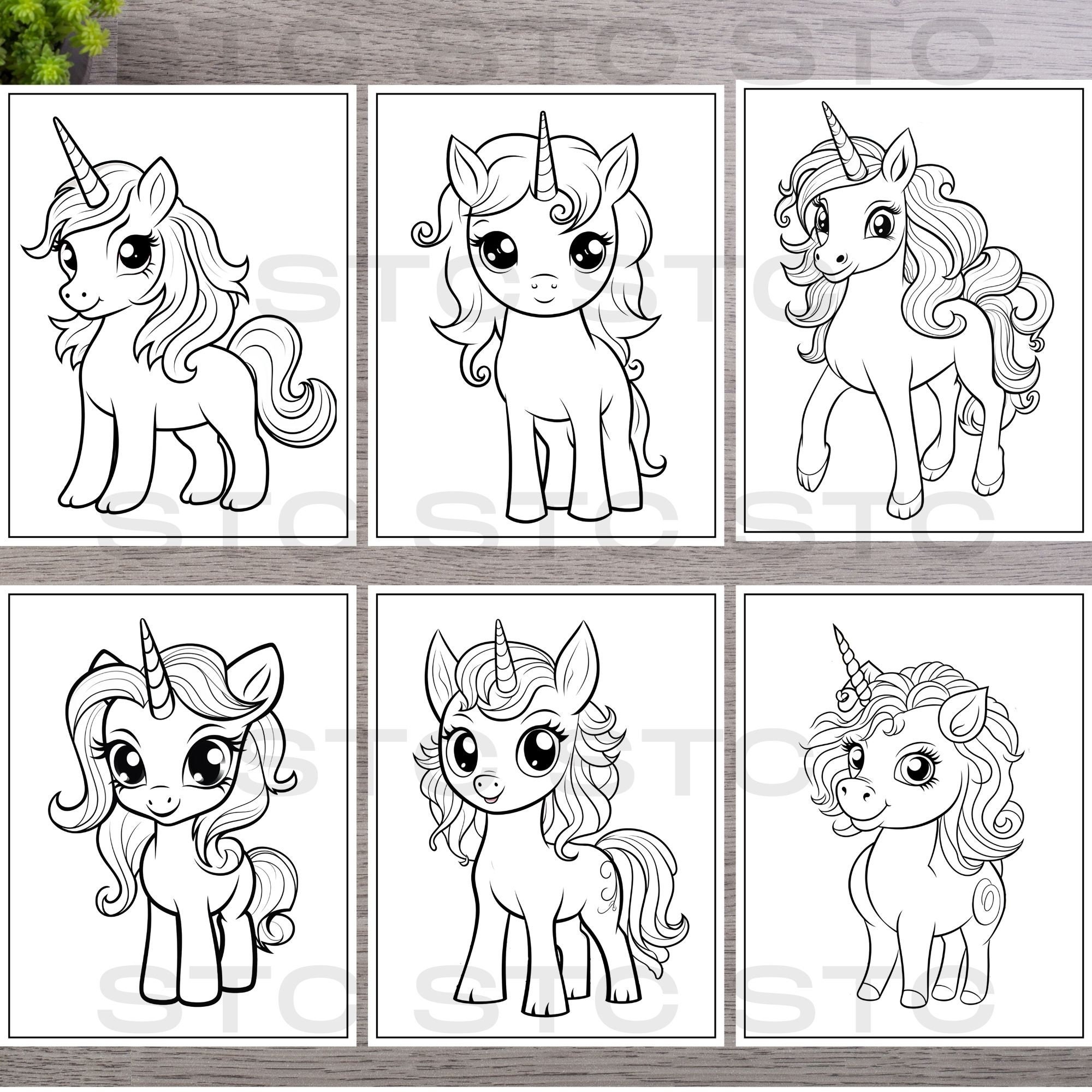 Cute Unicorn Coloring Pages for Kidsset of 24toddlers & - Etsy