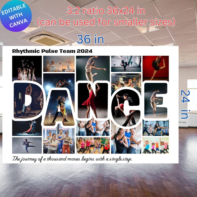 Dance Photo Collage Canva Frame Template,editable Dance Memory Frame ...