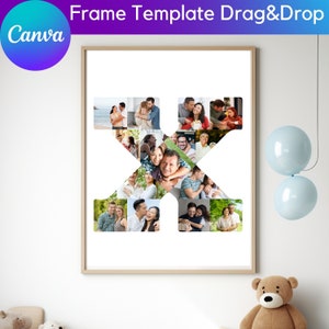 Letter X Photo Collage Canva Frame Template (digital Download) - Etsy