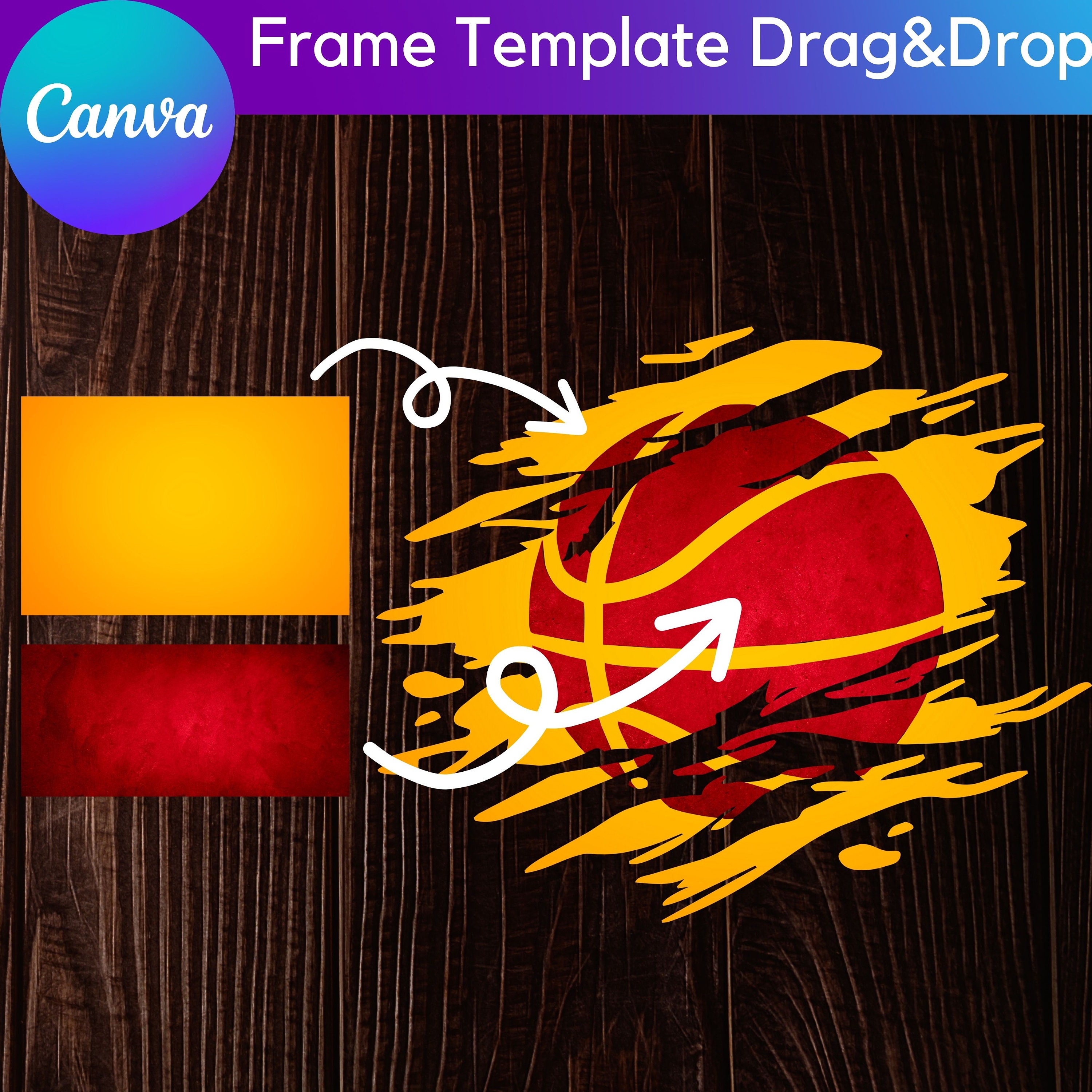 Basketball Canva Frame Template Bundle: Drag & Drop Design (digital ...