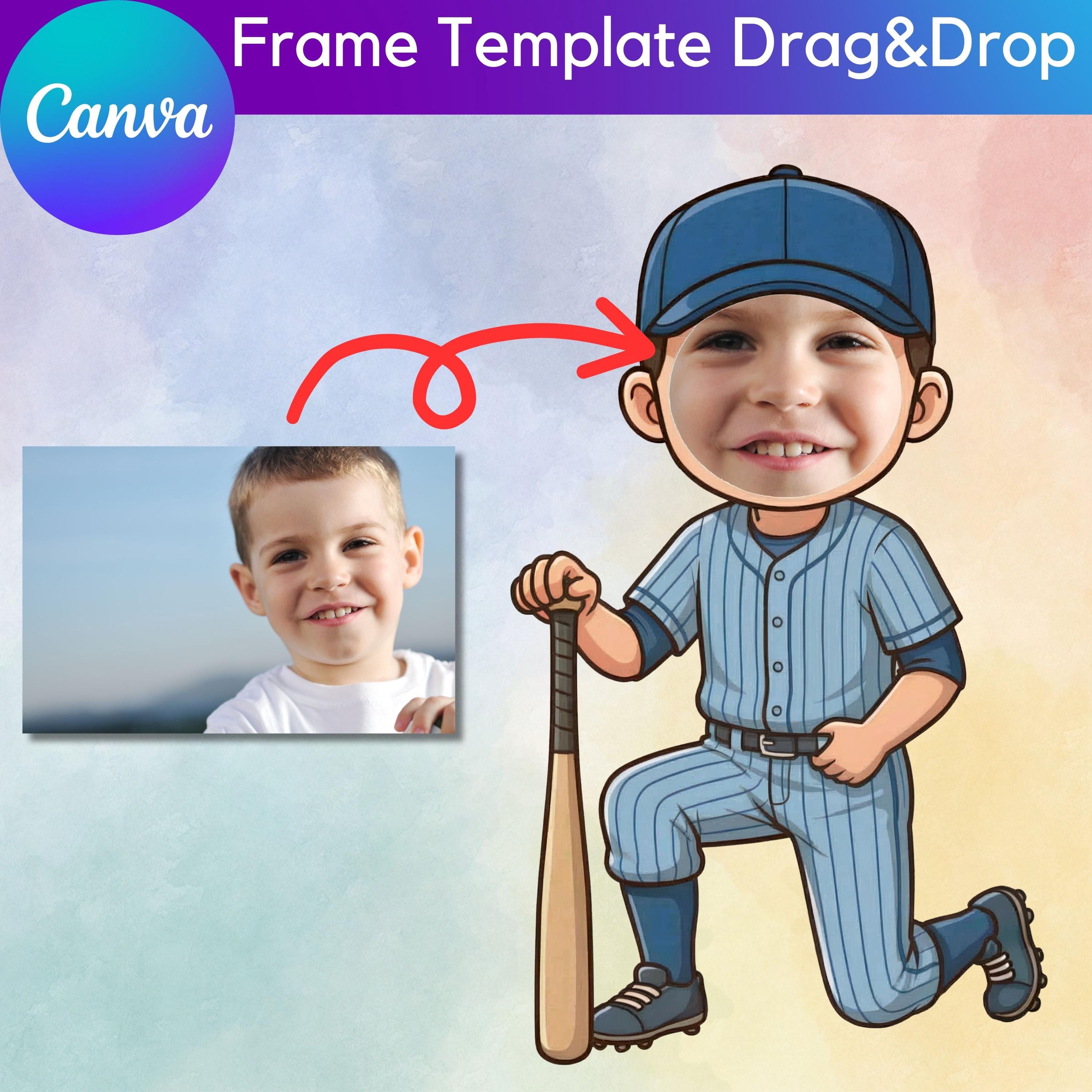 Baseball Player Canva Frame, Add Your Own Face, Custom Sport Team Gift ...