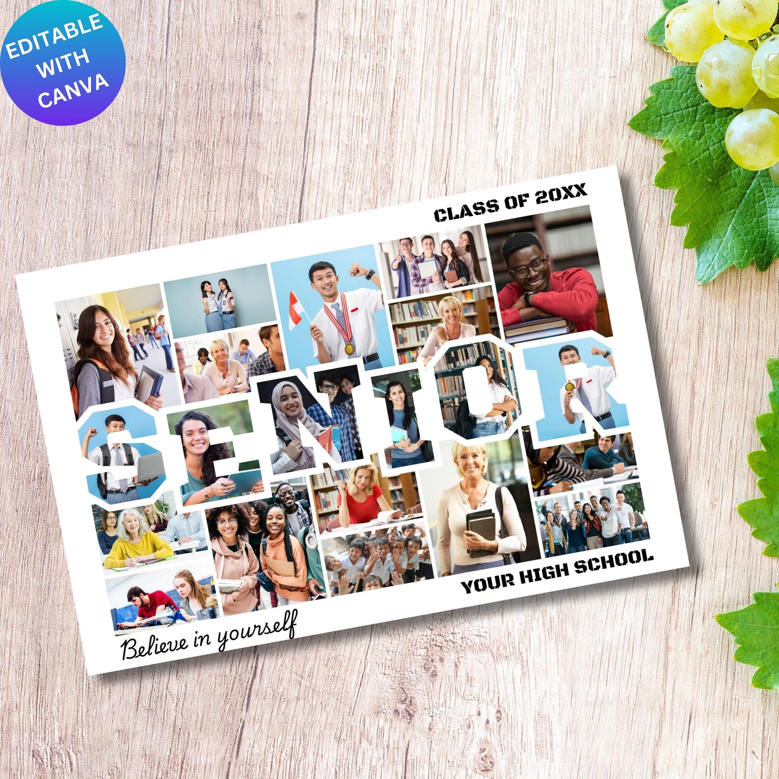 Senior Photo Collage Template: Graduation Keepsake (digital Download ...