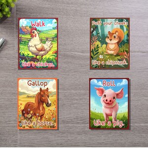 Animal Movement Flash Cards,set of 22,toddlers & Pre-school Cards ...