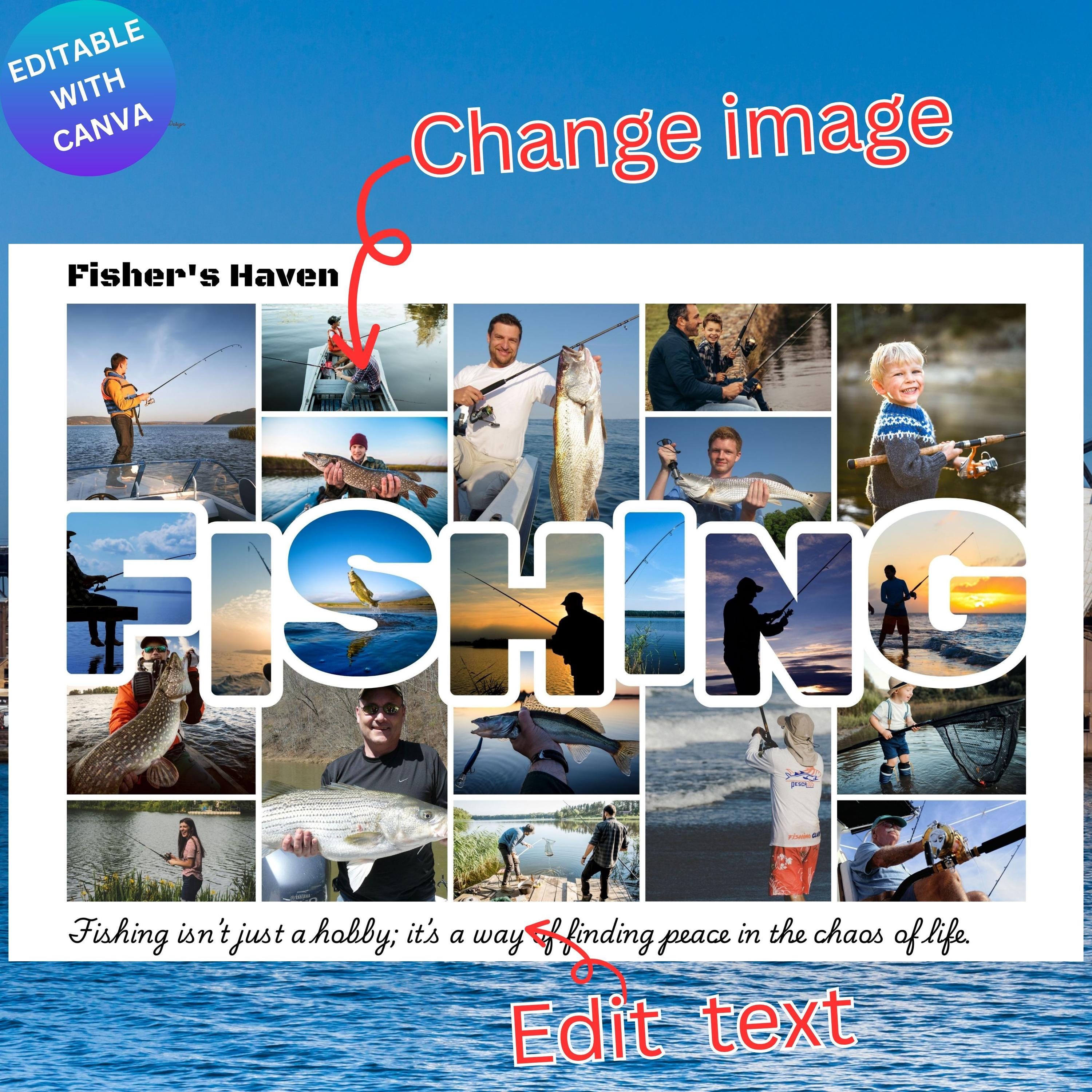 Fishing Photo Collage Canva Frame Template, Customizable Fishing ...