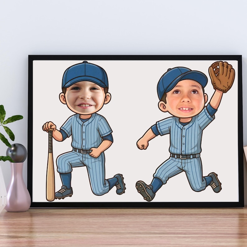 Baseball Player Canva Frame, Add Your Own Face, Custom Sport Team Gift ...
