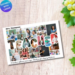 Teacher Photo Collage Canva Frame Template, Personalized Gift for ...