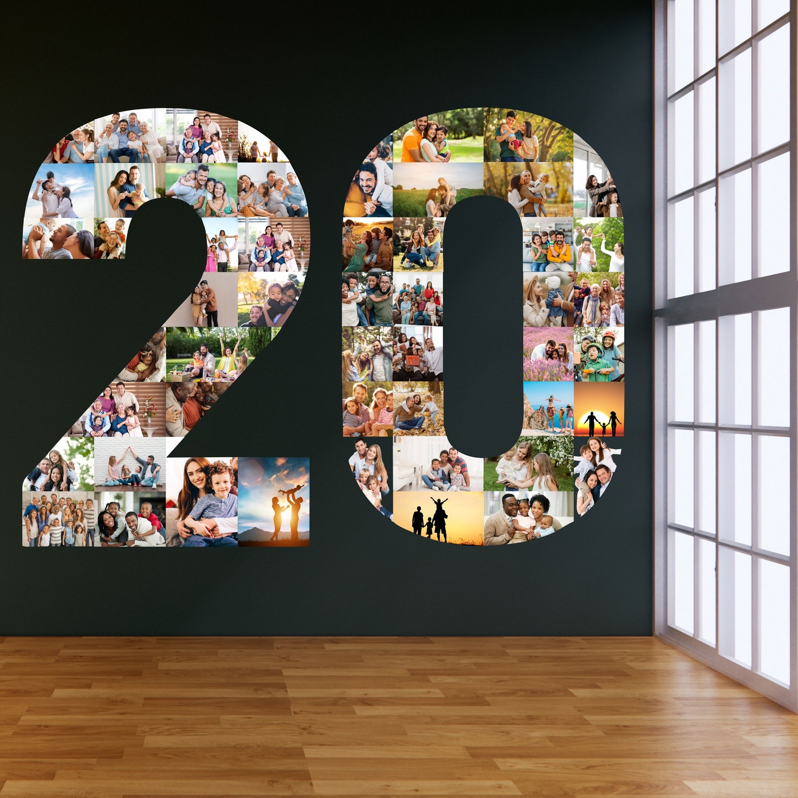 20 Twenty Number Collage Canva Frame Template,editable Canva for a ...