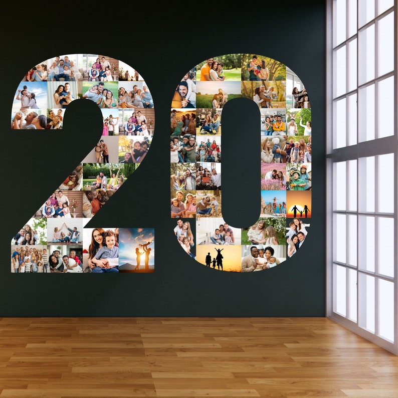 20 Twenty Number Collage Canva Frame Template,editable Canva for a ...