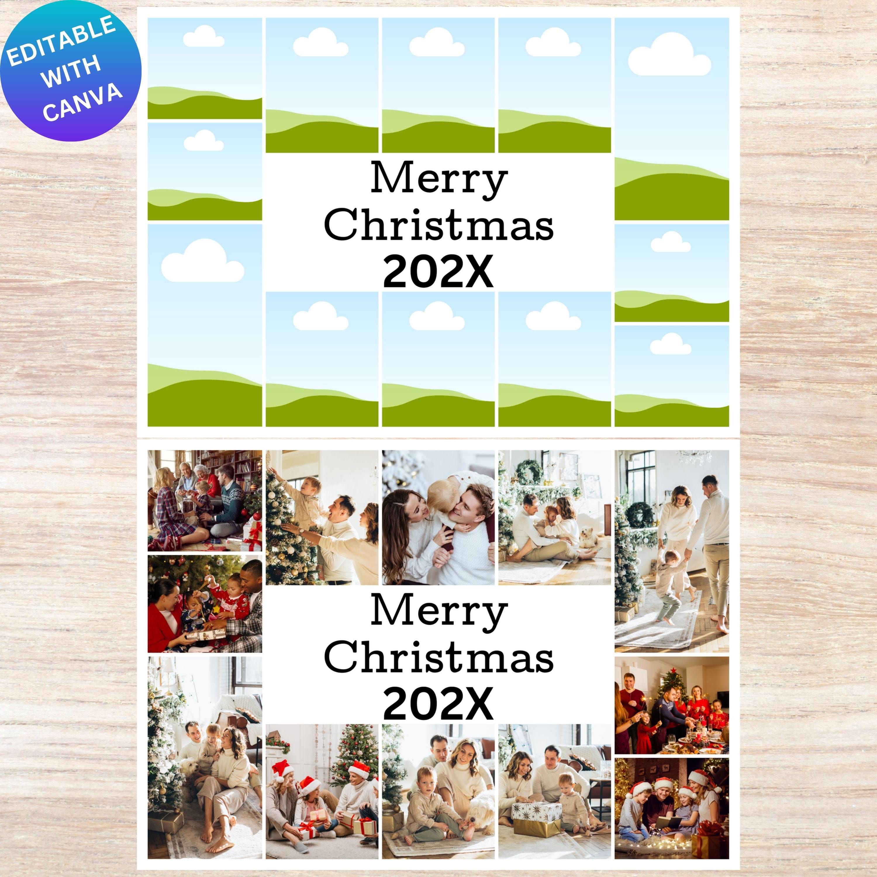Christmas Photo Collage Card Template: Editable Canva Frame (digital ...