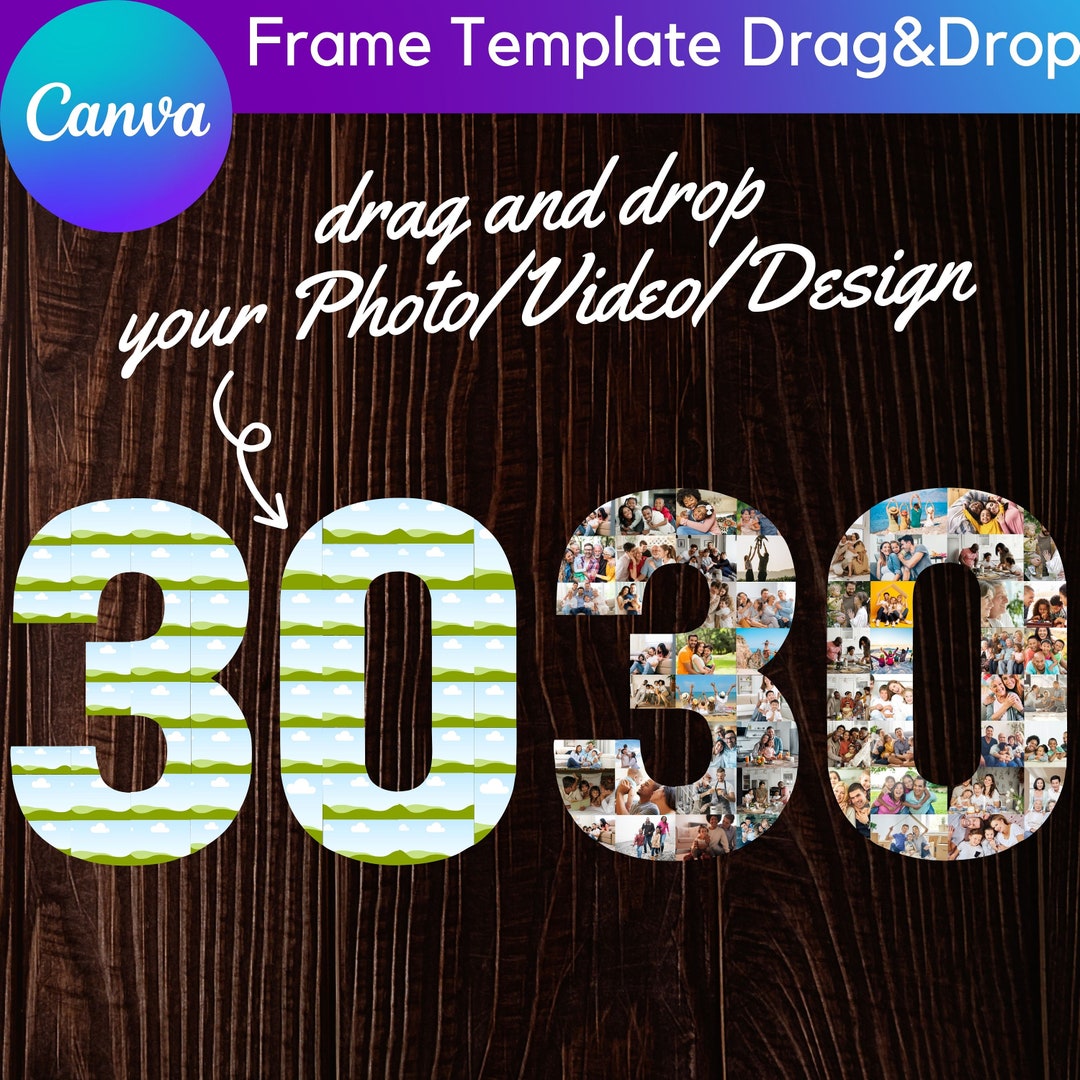 30 Number Photo Collage Canva Frame Template (digital Download) - Etsy