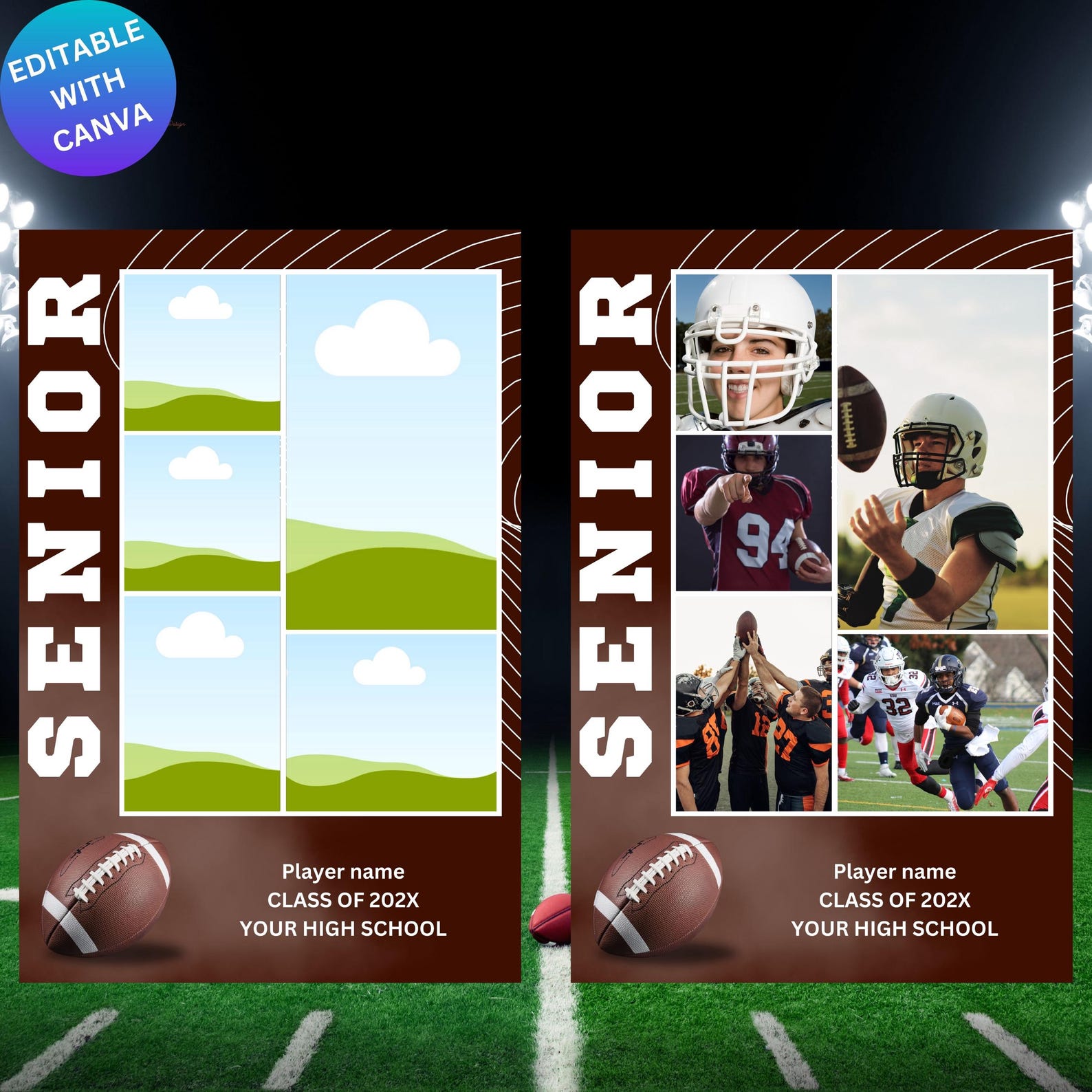 American Football Poster Frame Template,customizable Sports Photo Frame ...