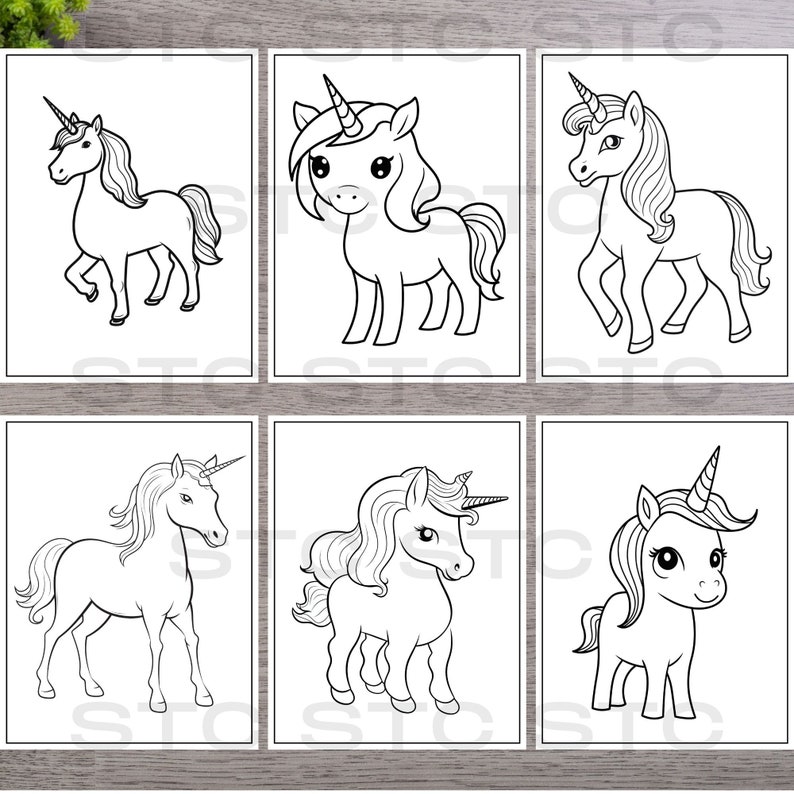 Cute Unicorn Coloring Pages for Kids,set of 24,toddlers & Pre-school ...