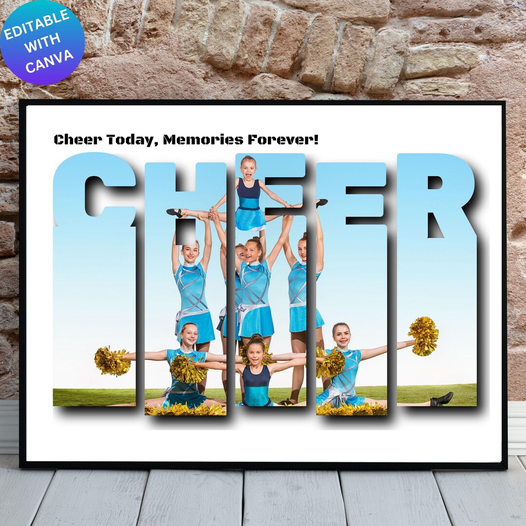 Cheerleader Photo Collage Canva Frame Template, Cheerleading Team ...