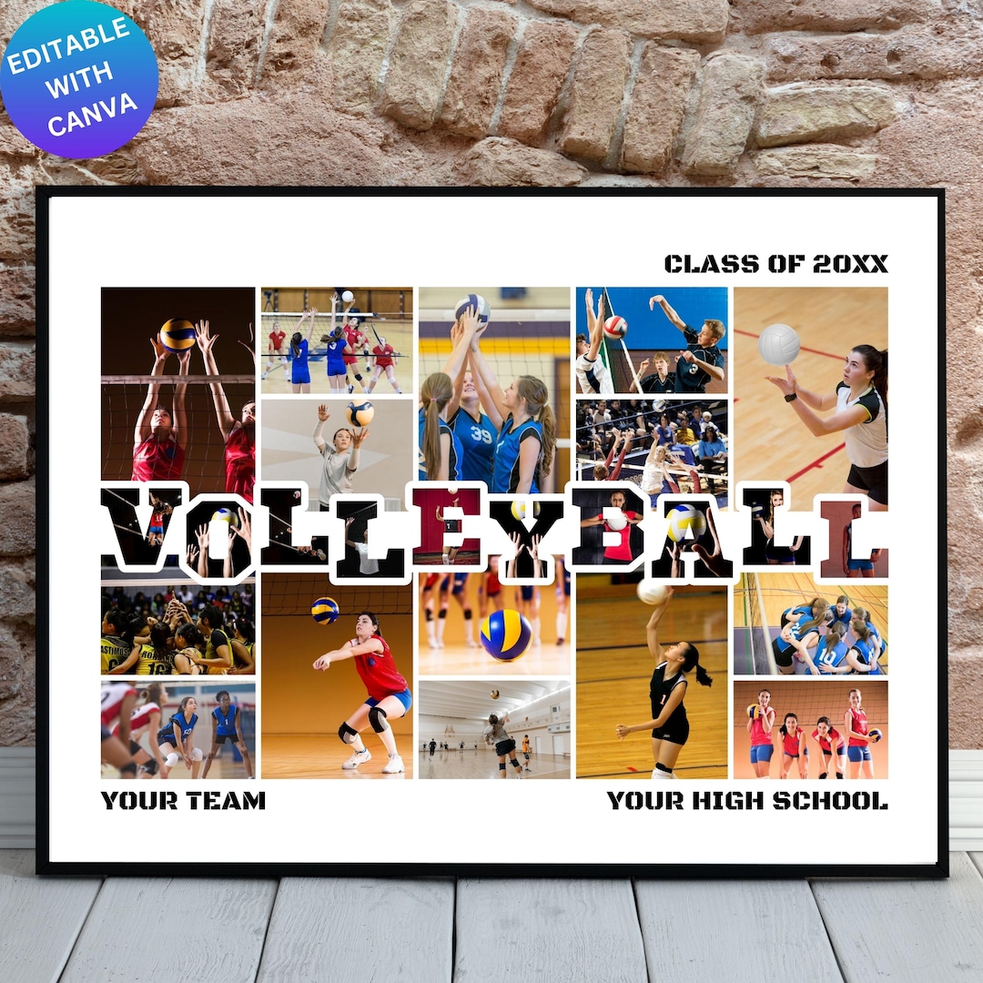 Volleyball Photo Collage Template: Customizable Senior Night Gift ...