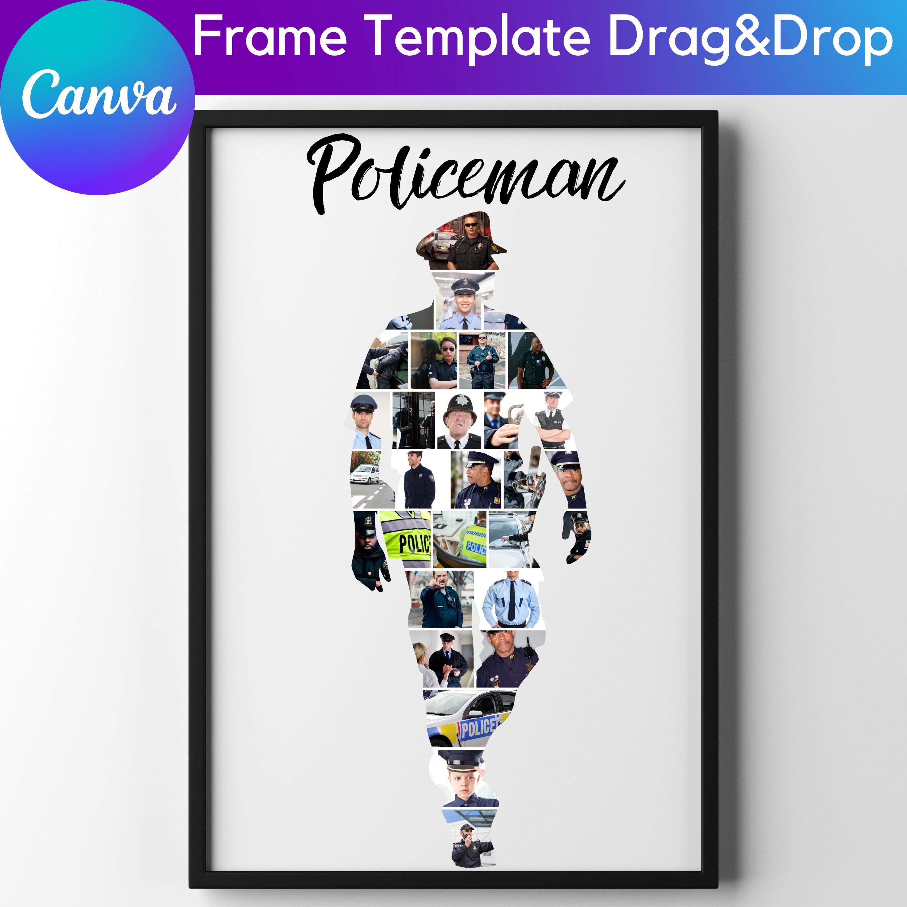 Policeman Photo Collage Canva Frame,police Officer Collage Digital ...