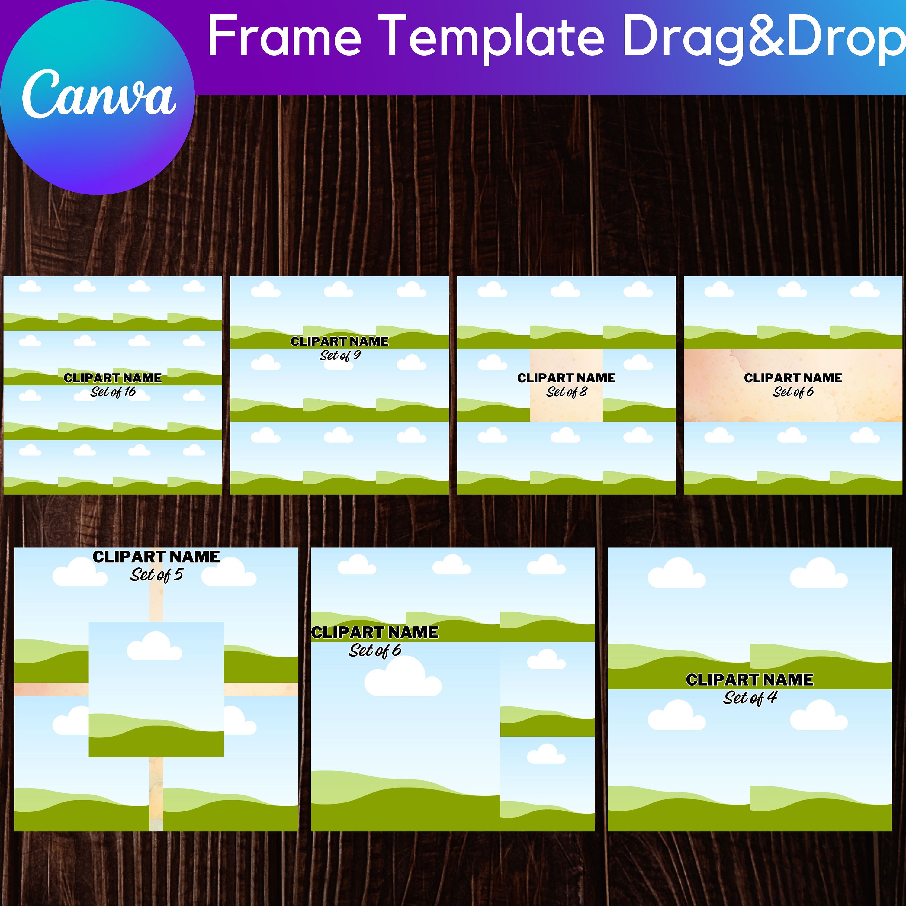 Clipart Mockup Canva Frame Template for Etsy Sellers,easy Drag and Drop ...