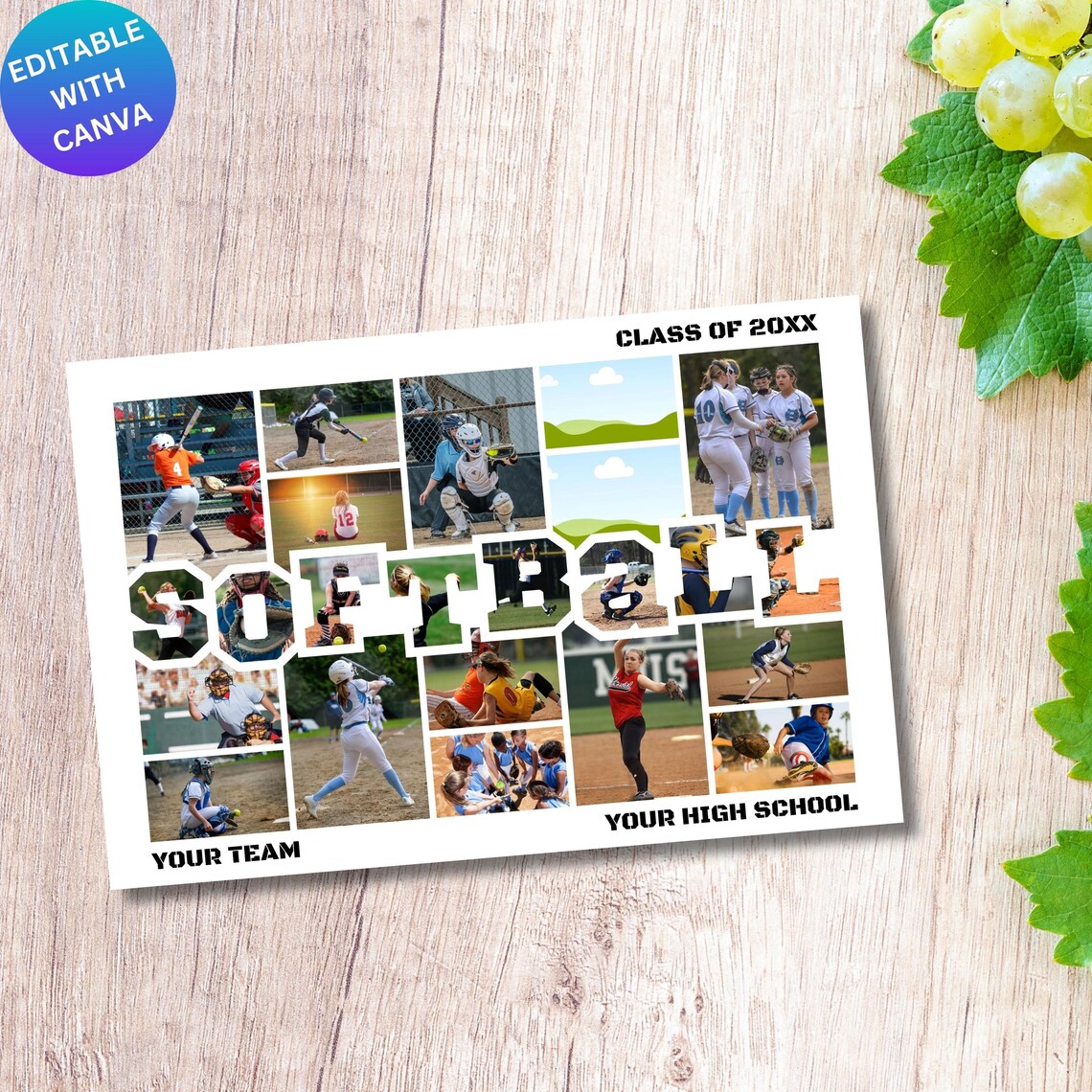 Softball Photo Collage Template: Senior Night Gift (digital Download ...