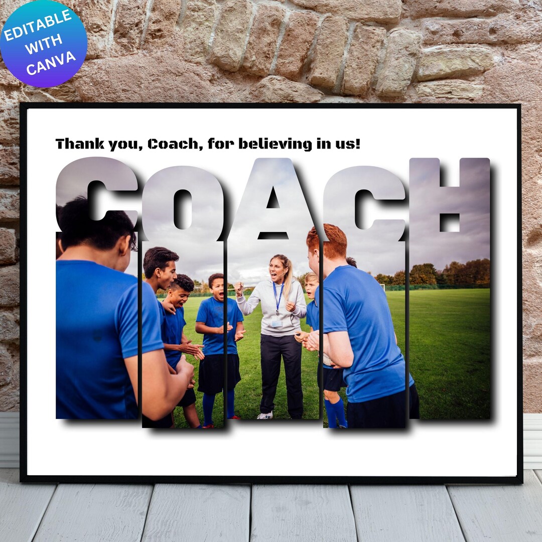 Coach Photo Collage Canva Frame Template, Team Gift (digital Download ...