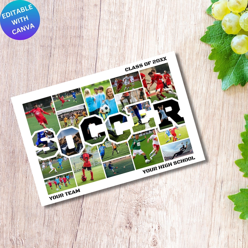 Soccer Photo Collage Template: Customizable Senior Night Keepsake ...