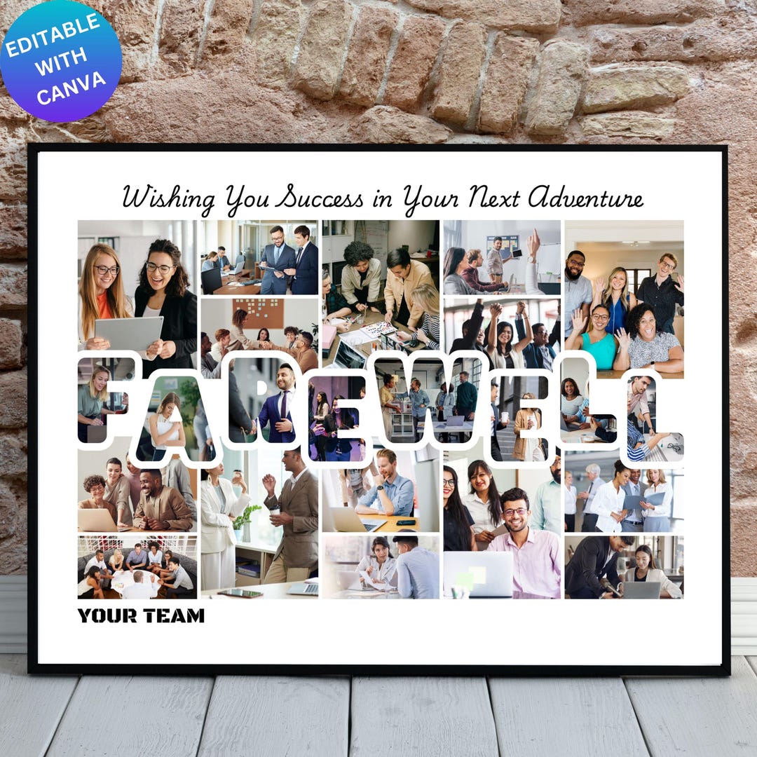 Farewell Photo Collage Canva Frame Template,customizable Goodbye Memory ...