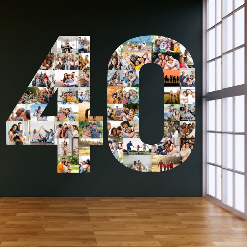 40 Forty Number Collage Canva Frame Template,editable Canva for a ...