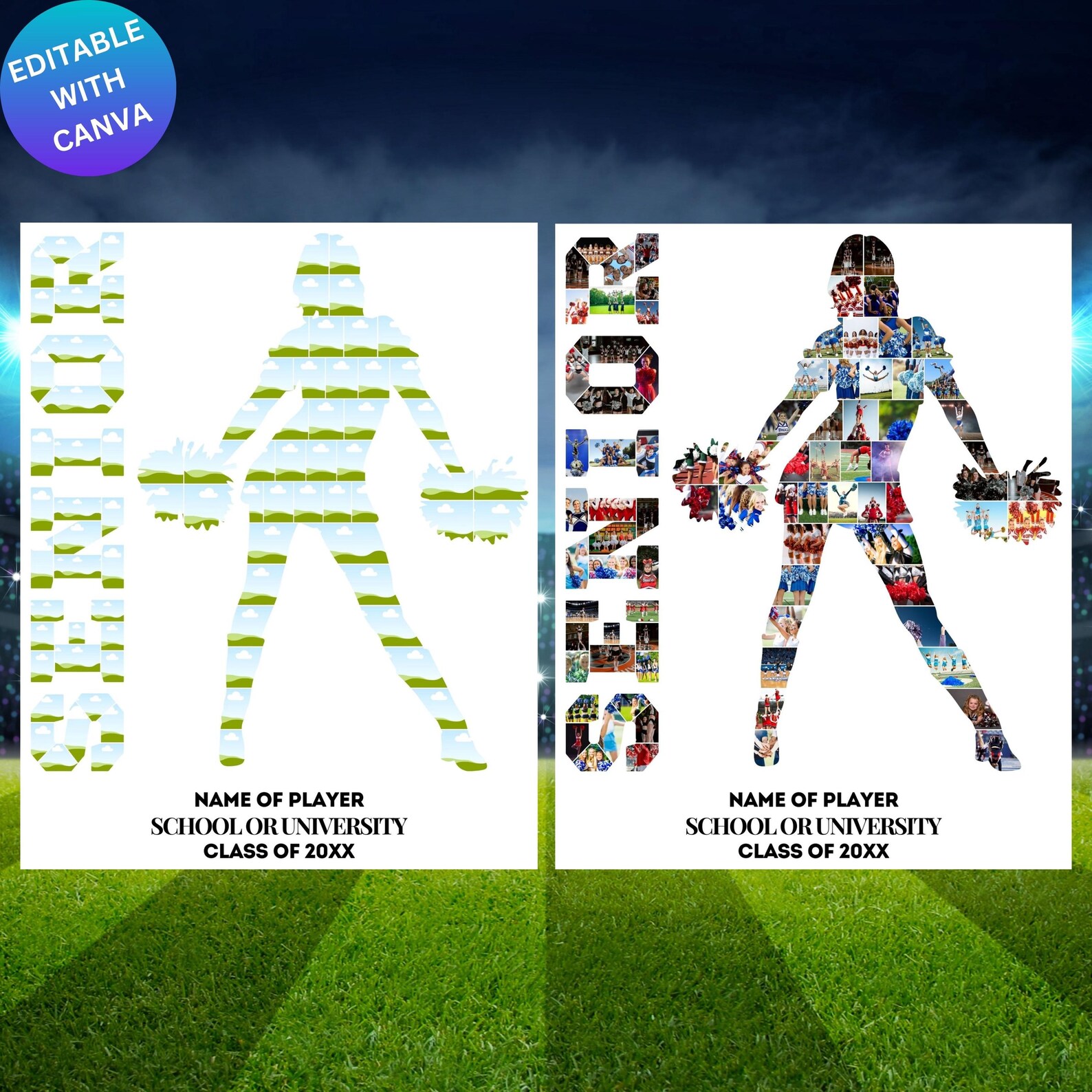 Cheerleader Photo Collage Canva Frame Template, Senior Cheerleading ...