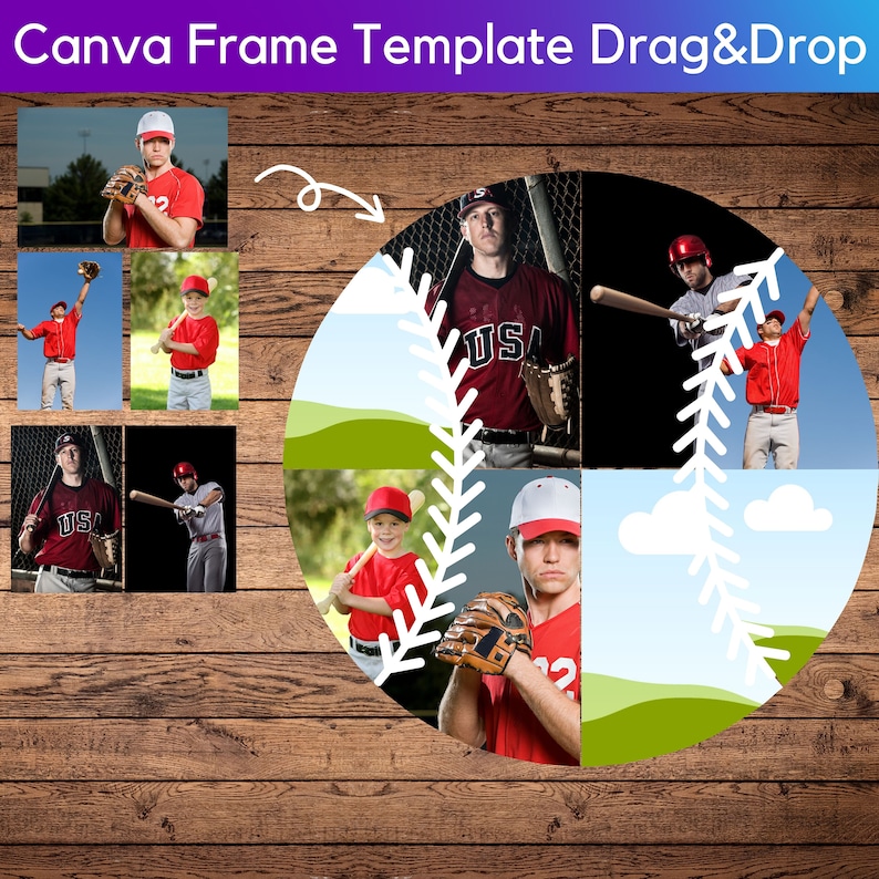 Baseball Photo Collage Canva Frame Template Bundle,8 Pcs Inside Photo ...