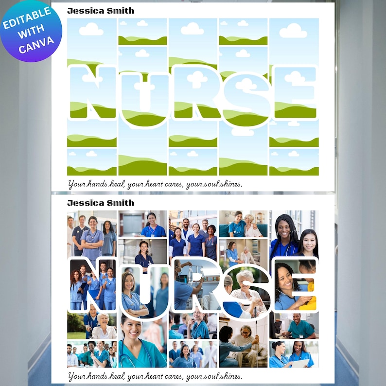 Nurse Photo Collage Canva Frame Template: Customizable Gift (digital ...