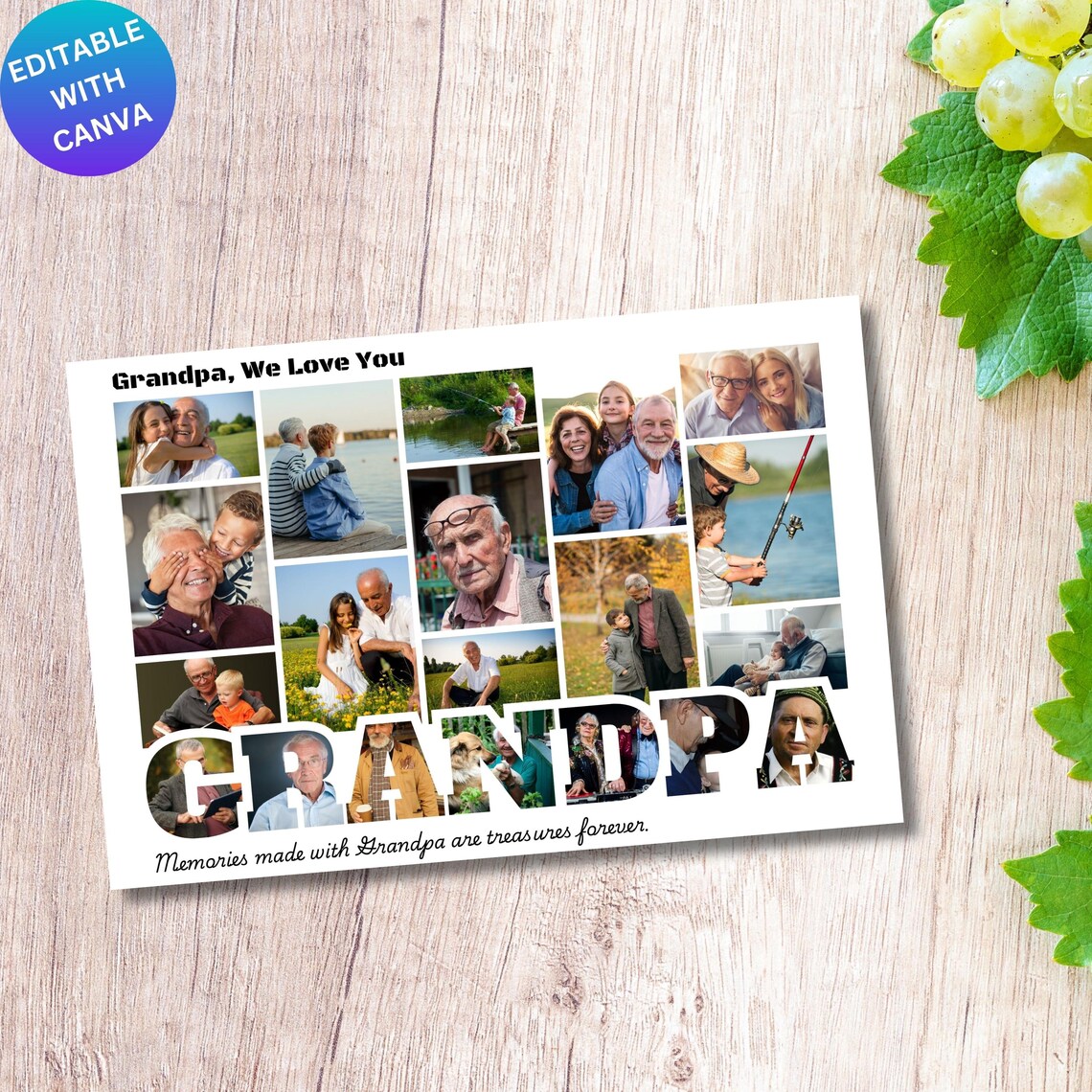Grandpa Photo Collage Template, Father's Day Gift (digital Download) - Etsy