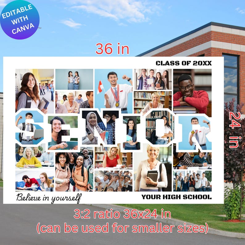 Senior Photo Collage Template: Graduation Keepsake (digital Download ...