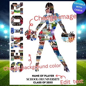 Cheerleader Photo Collage Canva Frame Template, Senior Cheerleading ...