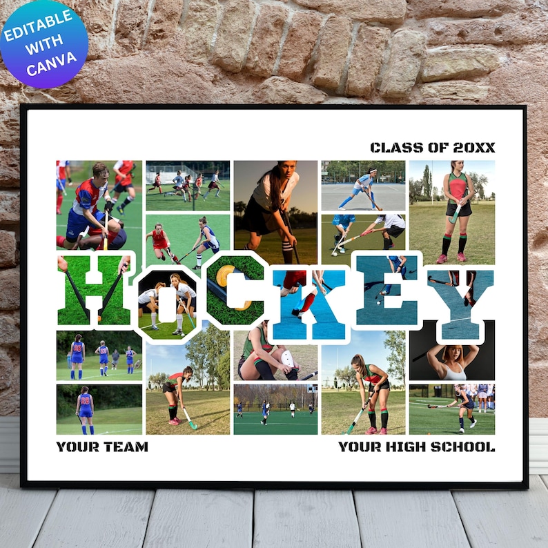 Field Hockey Photo Collage Canva Frame Template, Customizable Sports ...
