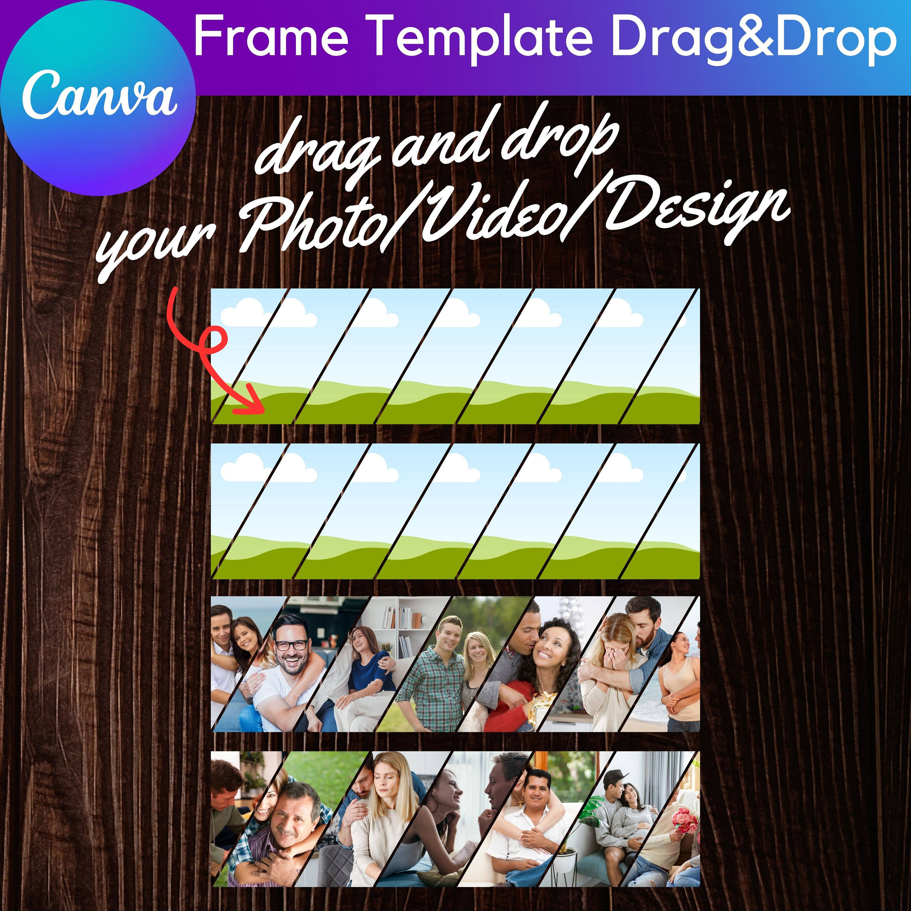 Trapezoid Photos Collage Canva Frame Template,gridart Canva,printable ...