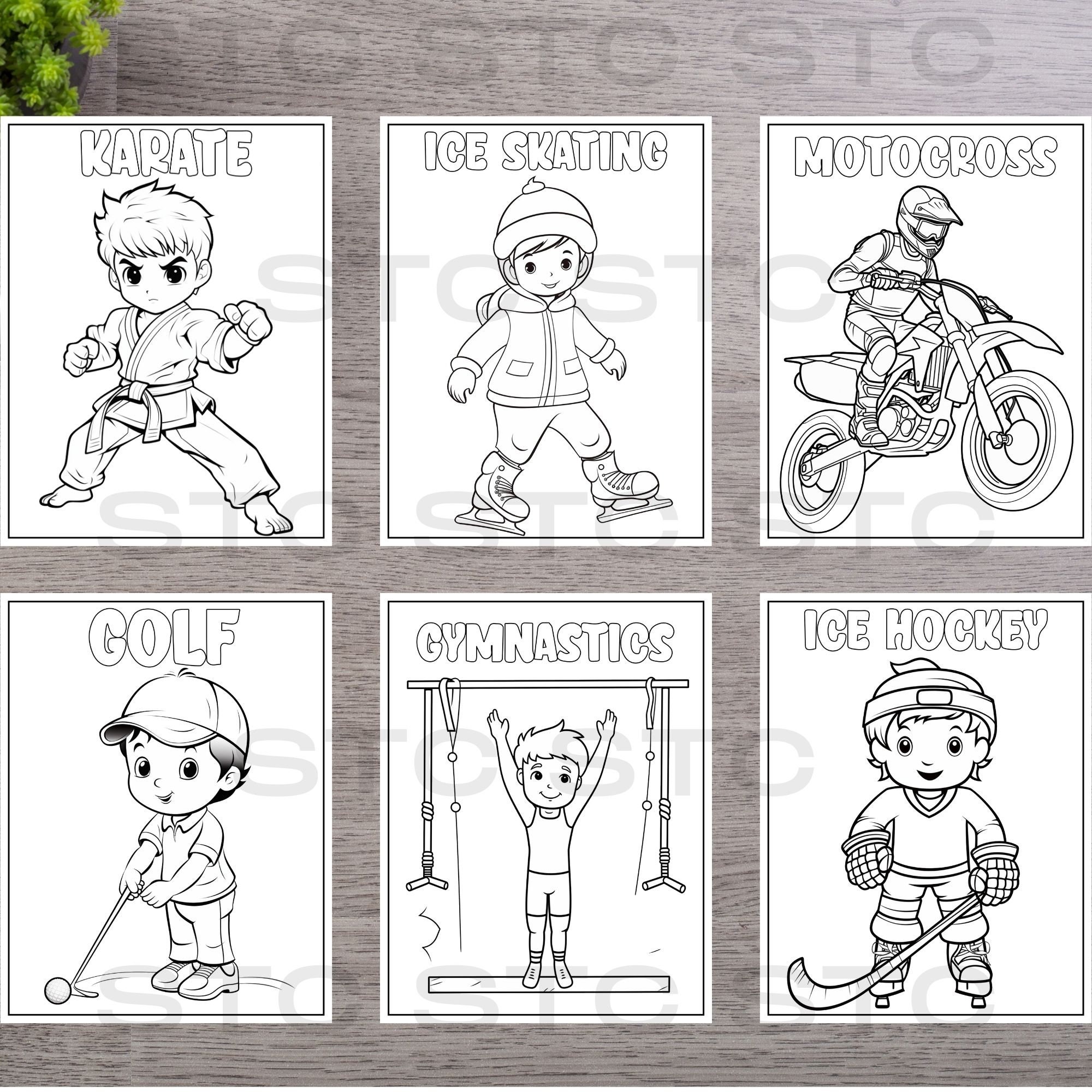 Fun Sports Vocabulary Coloring Pages for Kids,set of 24,toddlers & Pre ...