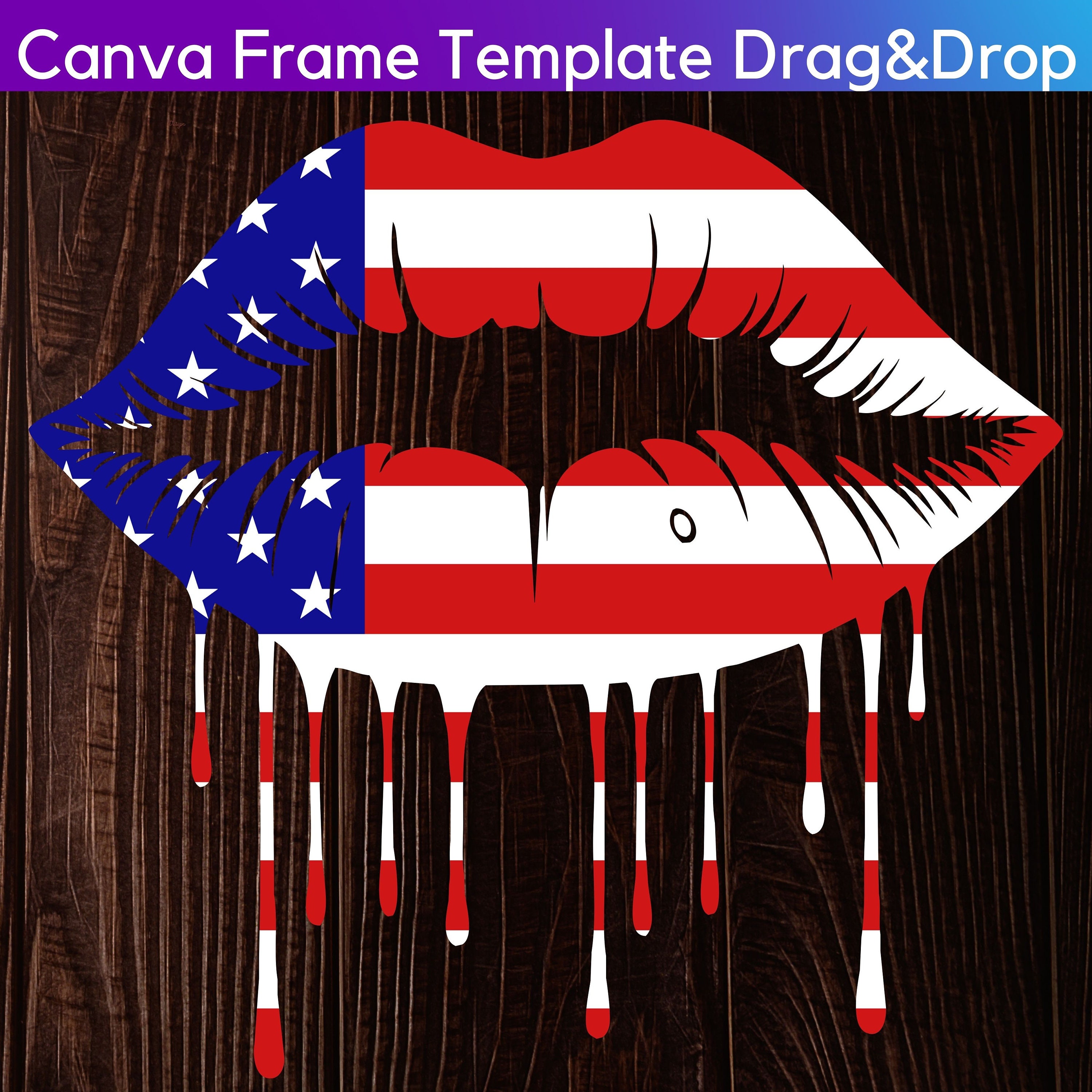 Dripping Lips Canva Frame Template Bundle: Drag & Drop Design (digital ...