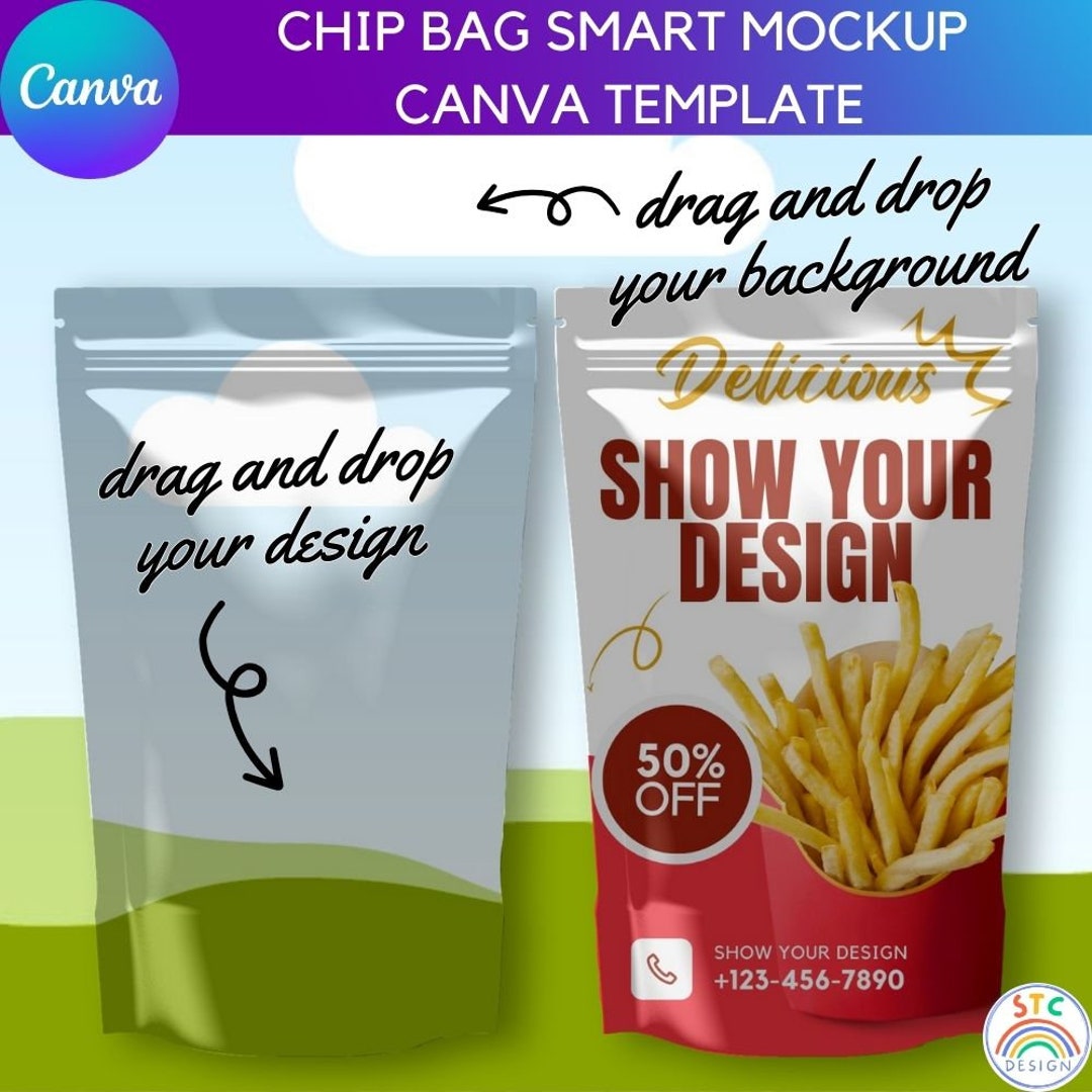 Chip Bag Mockup: Editable Canva Template (digital Download) - Etsy
