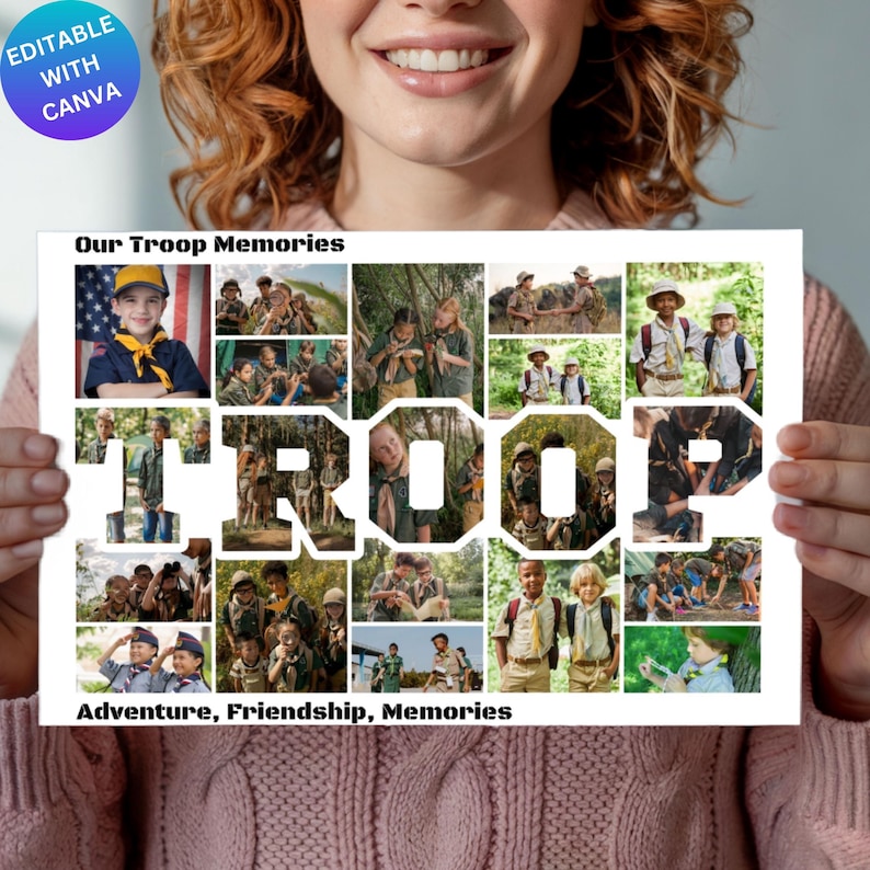 Scout Troop Photo Collage Template: Customizable Keepsake (digital ...
