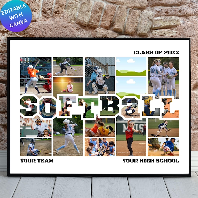 Softball Poster - Etsy