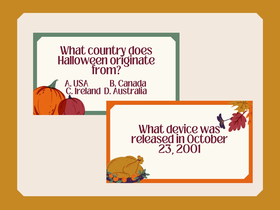 October Trivia Quiz | October Trivia Game | October Quiz | Party Game ...